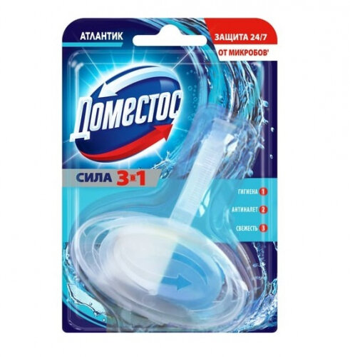 Туалетный блок Domestos доместос Атлантик, твердый, 40 г