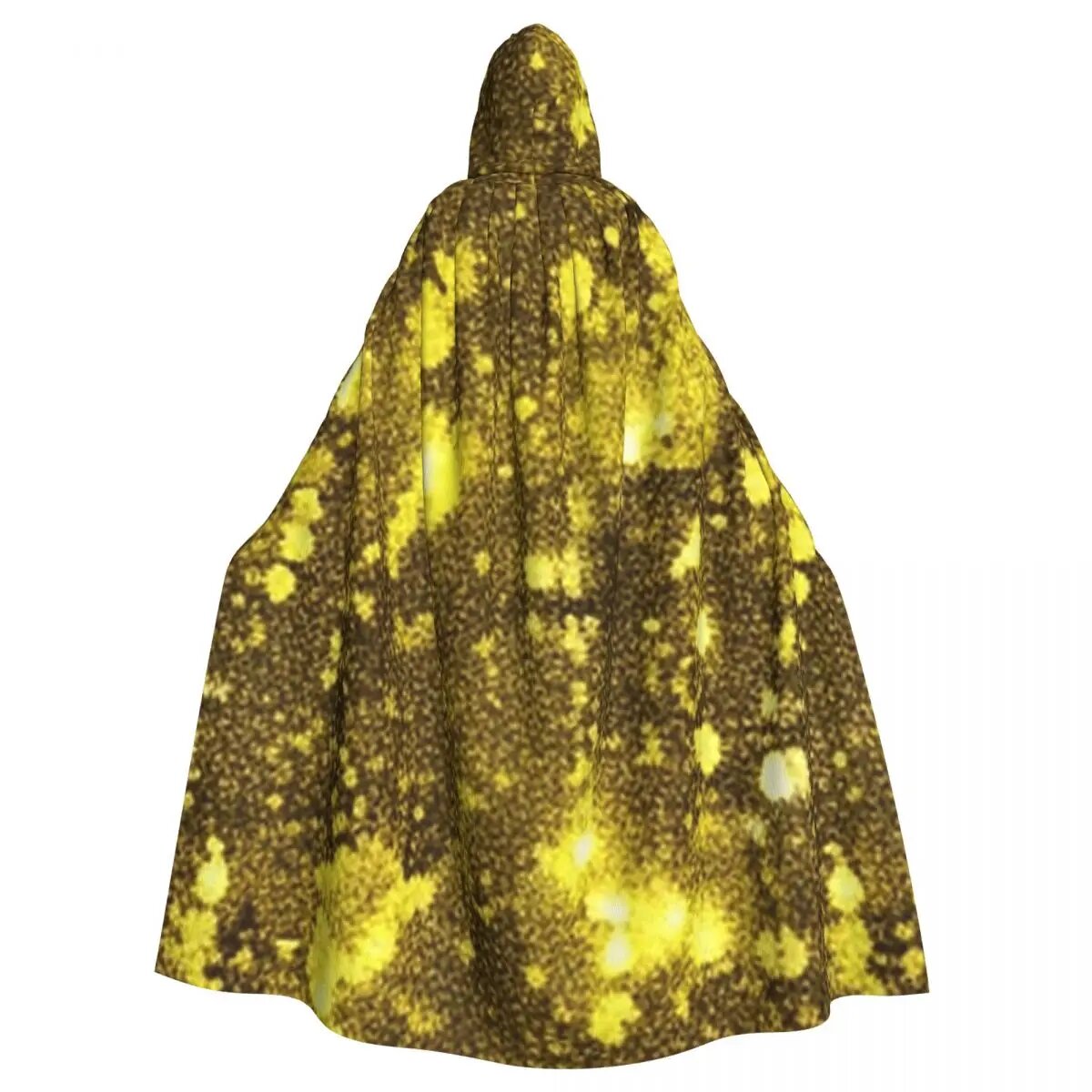 Блестящий золотой длинный плащ с капюшоном, средневековый костюм ведьмы, накидка для косплея, 2