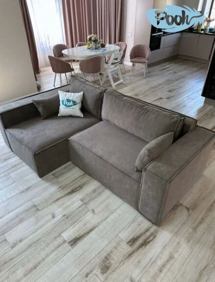 POOH Диван-кровать угловой Лофт Мини velour Stone, механизм еврокнижка Левый