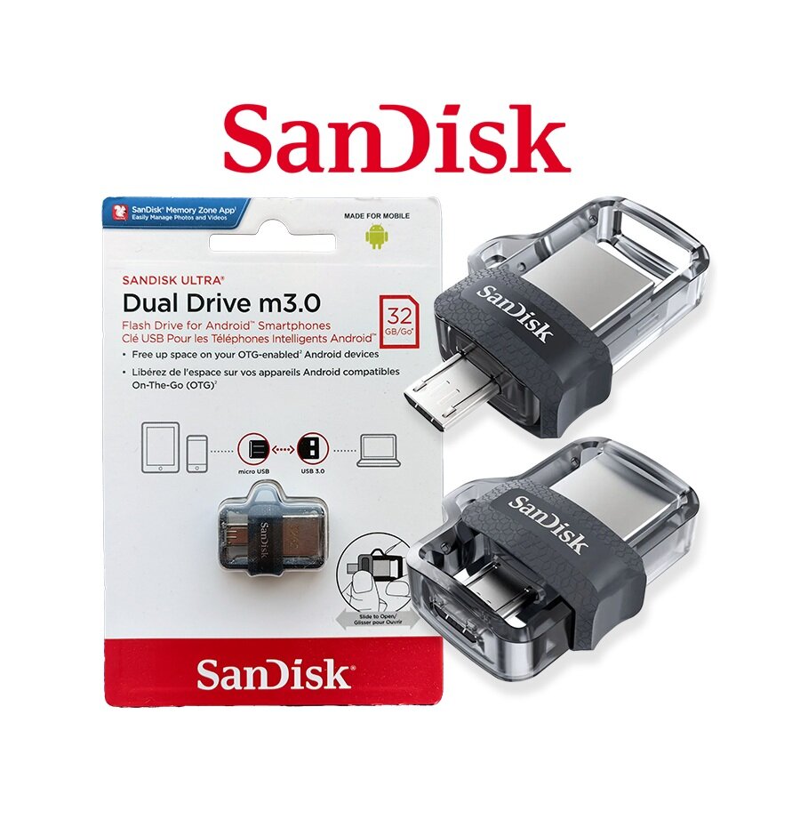 USB Флеш-накопитель Sandisk Ultra Dual Drive USB-microUSB 3.0-32GB (SDDD3-032G-G46)
