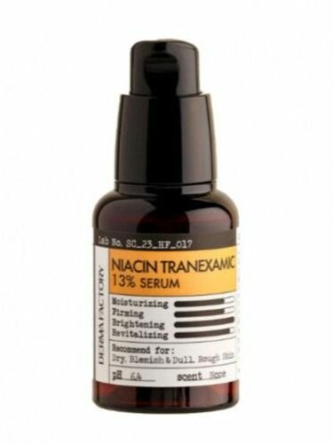 Derma Factory Сыворотка для лица от прыщей и пигментации Niacin tranexamic 13% serum с наицинамидом и витамином С 30 мл.