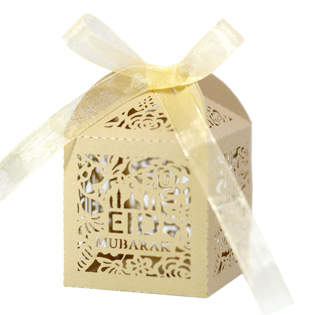 100 шт Коробки для конфет Eid Mubarak с полыми розами Ramadan Kareem Подарочные коробки для исламских мусульманских праздников