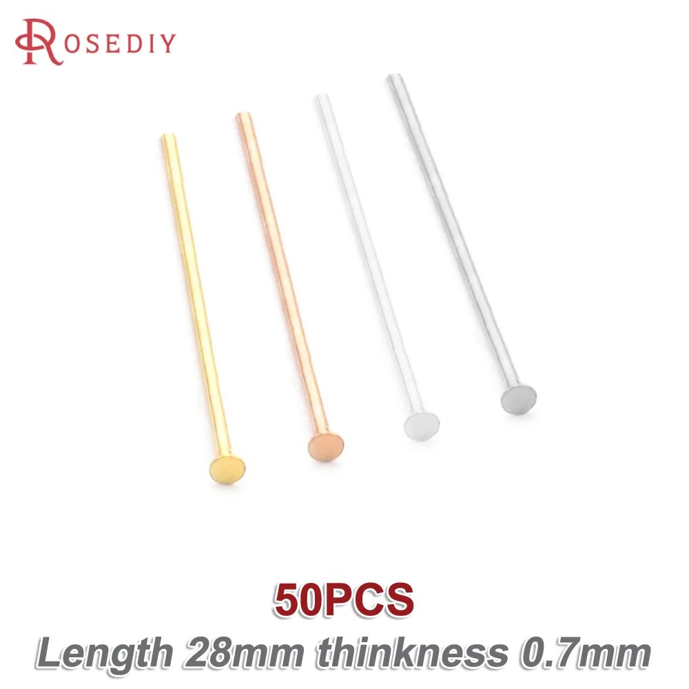 Плоские булавки Rosediy латунные 18-каратное золото 18K Gold Color, 28x0.7MM Flat Pin