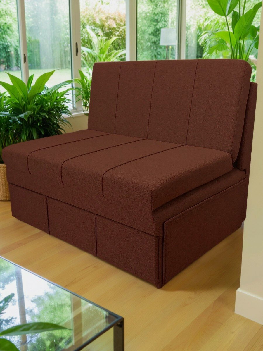 Диван-кровать "Престиж 90", без подлокотников, выкатной, с ящиком для белья, ткань, кирпичный