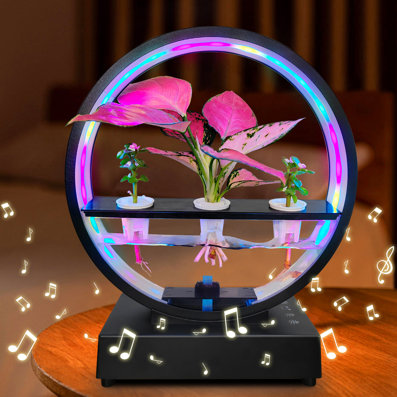 Декоративная RGB-лампа для создания атмосферы, светильник для выращивания растений, гидропонная экологическая система, беспроводной динамик BT, синхронизация музыки с сенсорной кнопкой, пульт дистанционного управления Type-C, подключение и работа