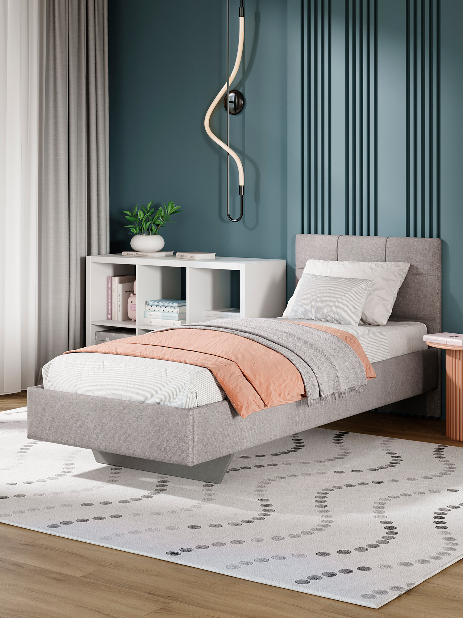 Кровать без ПМ «Элис» Тип 1 (без подъемного механизма) Велюр ultra smoke