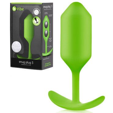 Анальная пробка B-vibe Snug Plug 3, лайм Профессиональная, для ношения