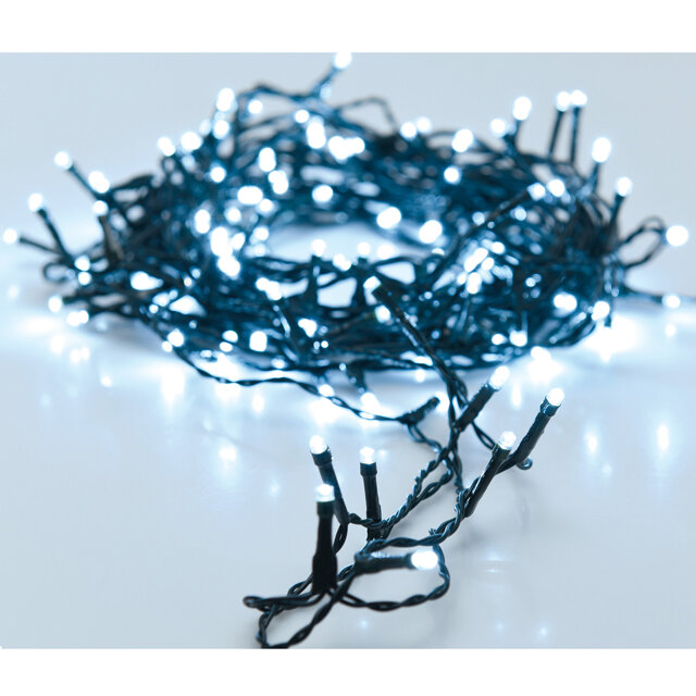 Светодиодная гирлянда Koopman Comfort 12 м, 120 холодных белых LED ламп, зеленый ПВХ, пульт управления, контроллер, диммер, сенсор темноты, IP44, Koopman, AX8722000