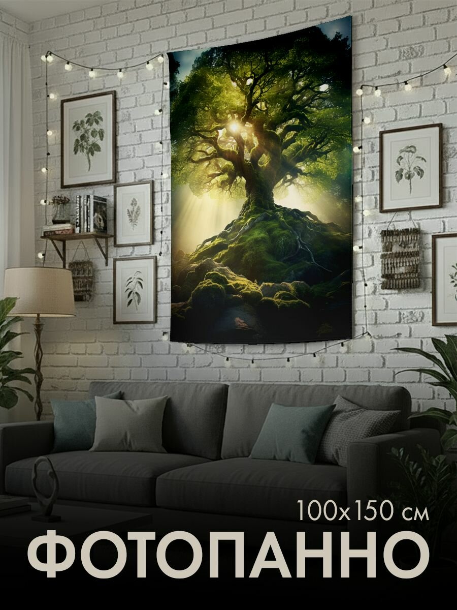 Панно тканевое PrintyFull / 100x150 см / Дуб, узловатые