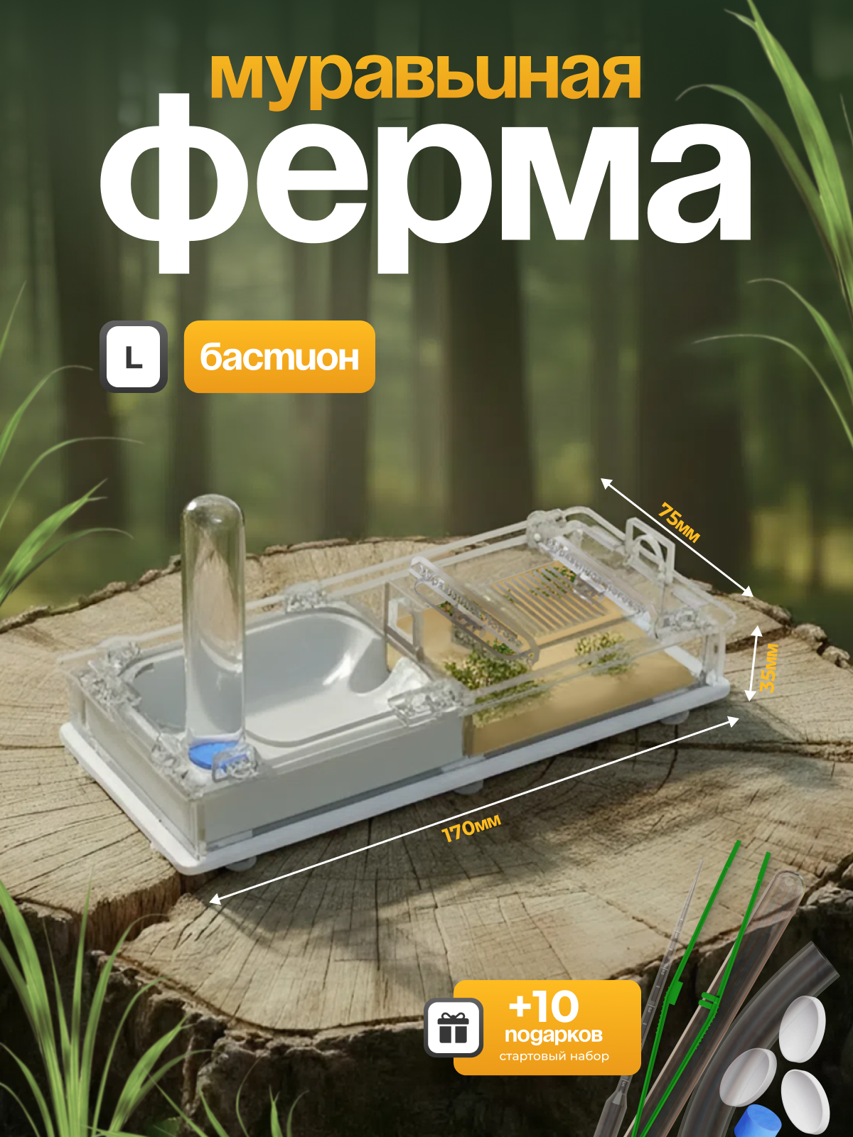 Муравьиная ферма, набор для детей и начинающих Бастион L-мини, Формикарий, Комплект для создания муравьиной фермы