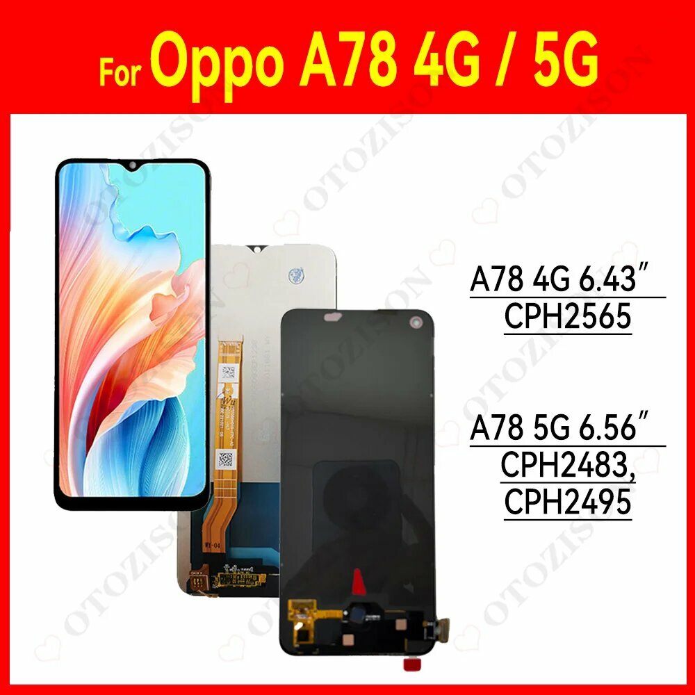 ЖК-экран с рамкой для Oppo A78 5G CPH2483 CPH2495 ЖК-дисплей для OPPO A78 4G 4G With Frame - TFT