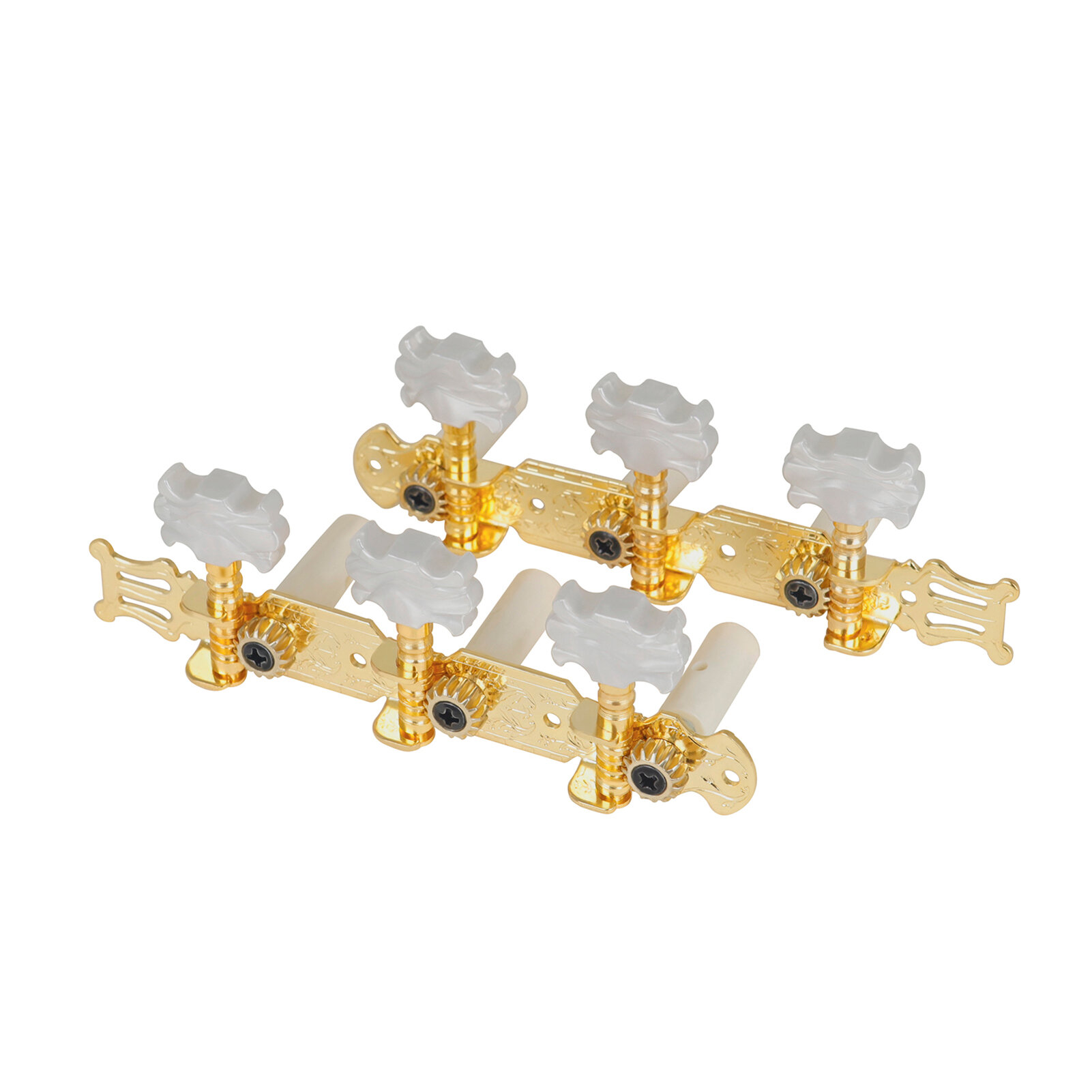 2PCS (1L1R) Набор гитарных станков для настройки классической гитары, головки станков, ключи для настройки, машинка для настройки струн гитары с винтами, Материал: ABS + Металл, Основной цвет: Золотой & Белый, Размер изделия: 4*4*12.02см, Вес изделия: