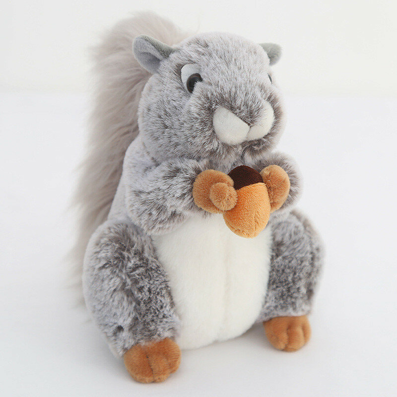 Игрушка мягкая сибирский белка реалистичная с наполнителем из пп хлопка для украшения детской и подарка серый