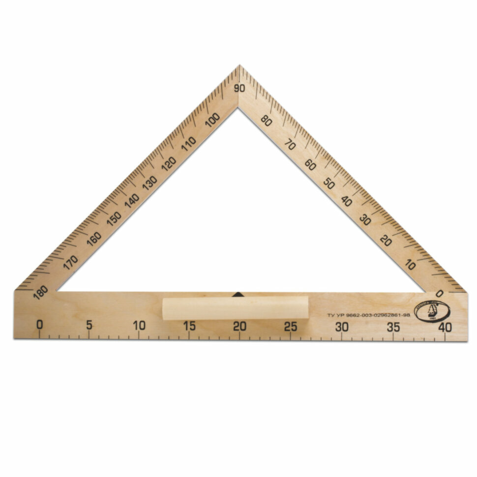 Транспортир для классной доски (транспортир классный), деревянный 40 см, 180 градусов, можга, С176, 210280