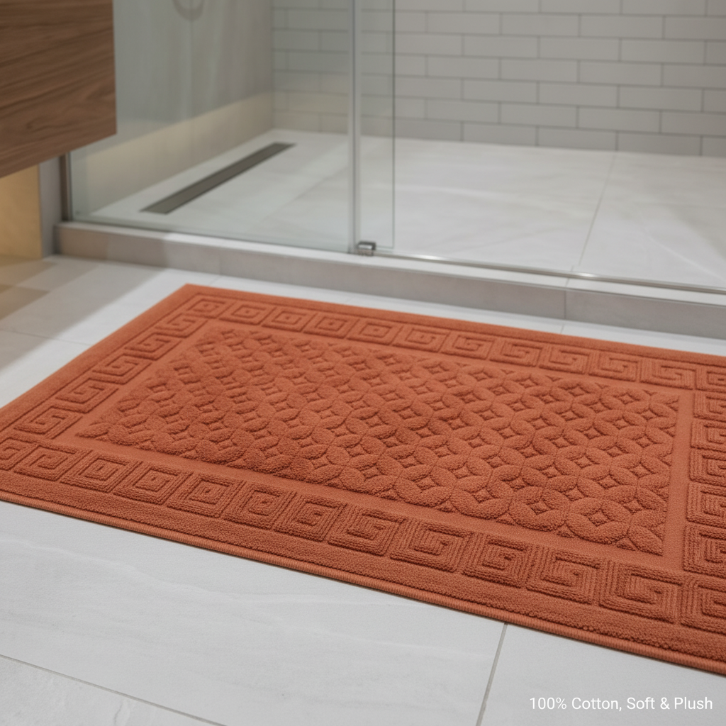 Коврик Natali's Carpets для ванной и душа. Оранжевое полотенце для ног 75х45 см