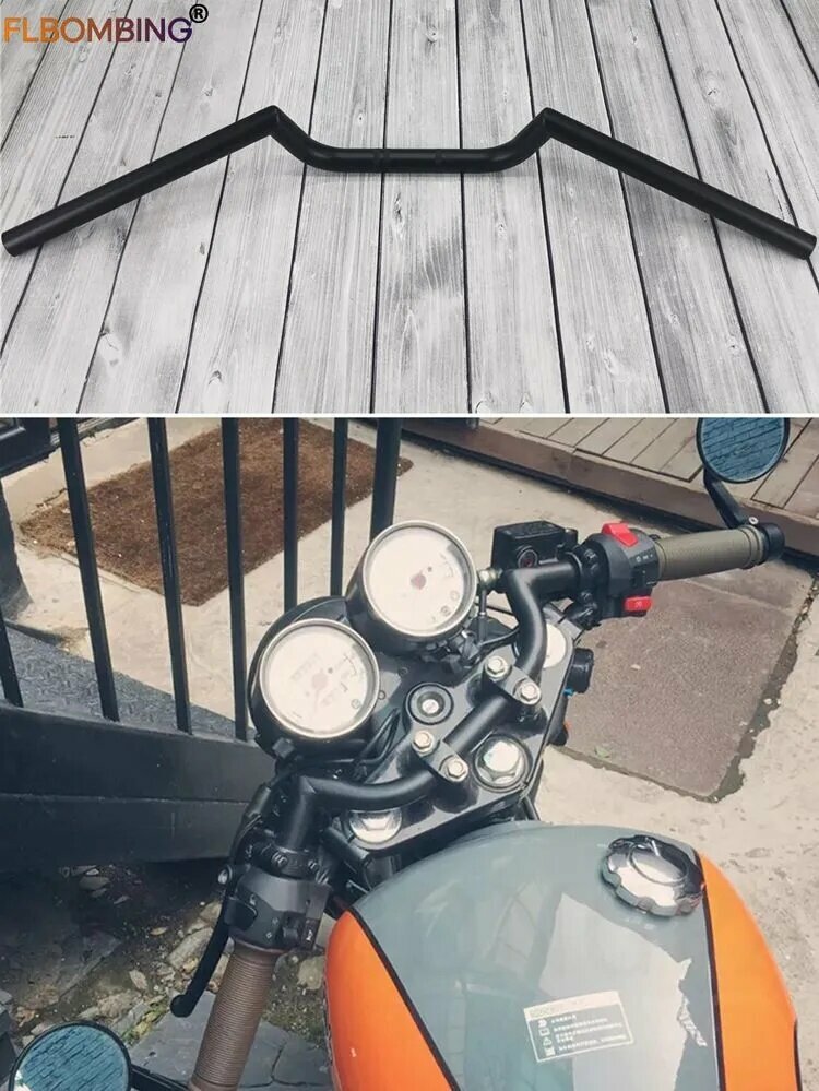 Мотоциклетный руль 22 мм типа M, черный цвет, руль для Honda Yamaha Suzuki Kawasaki Victory Cafe Racer Tracker и т. д.
