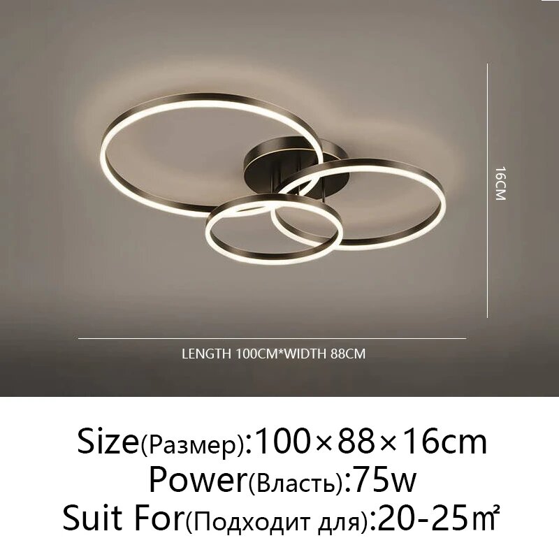 Потолочная люстра KAGU LED теплый/холодный белый свет 100x88cm Black, Brightnes Dimmable