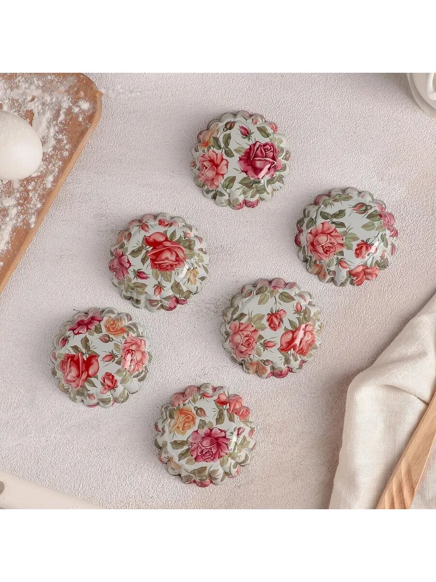 Форма для кексов металлическая 7х7х3 см 6 шт