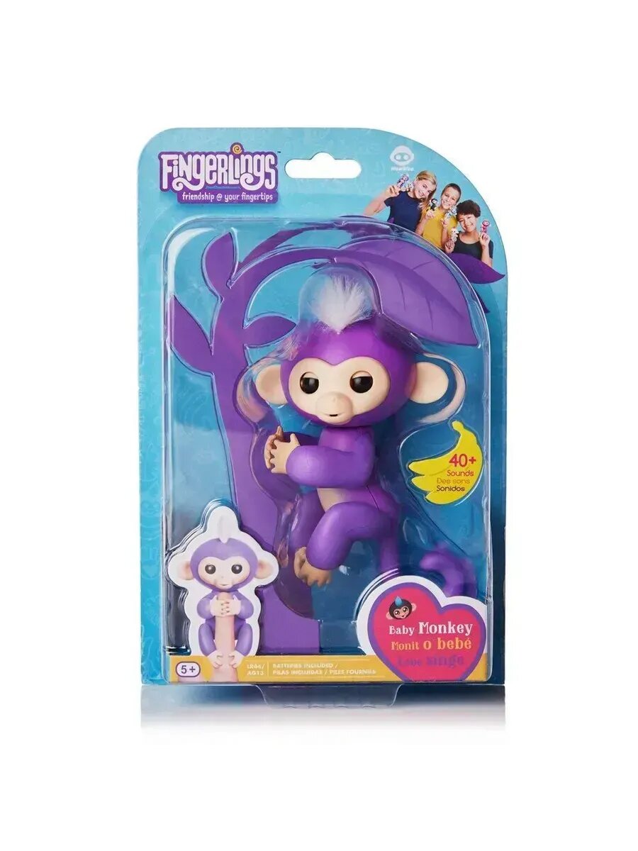 WowWee Fingerlings Интерактивная обезьянка качает г: фиолет.