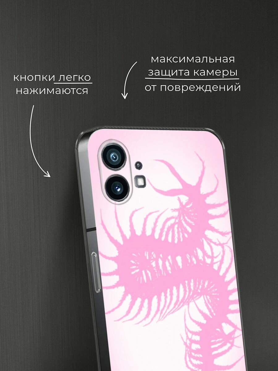 Чехол на Nothing Phone 1 / Нафинг Фон 1 с принтом Розовая многоножка — фото 1