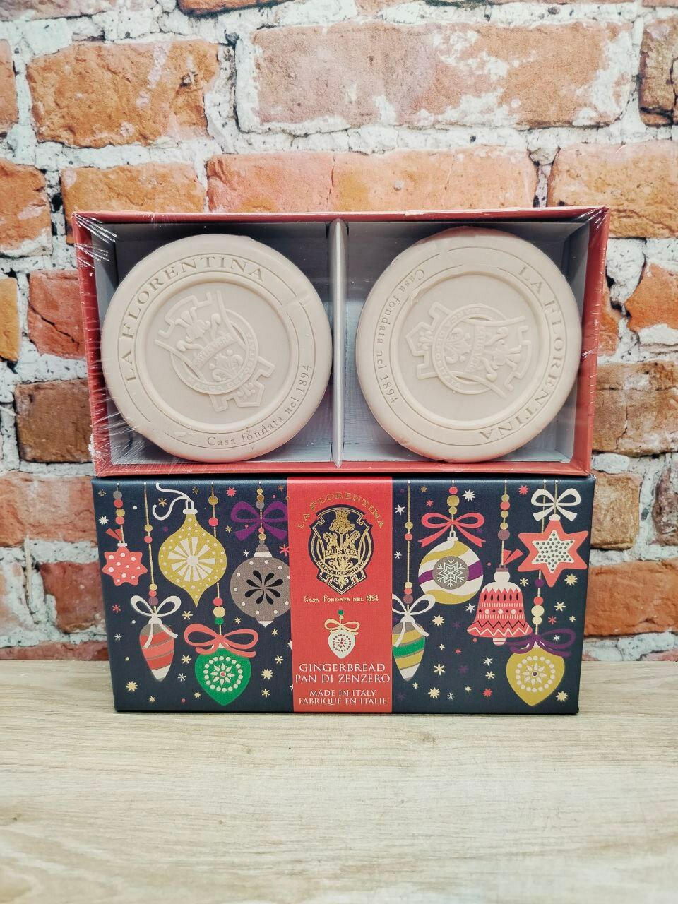 La Florentina Hand Soap Set Gingerbread Набор мыла для рук с маслом ши, оливковым маслом Имбирный Пряник 115 гр 2 шт