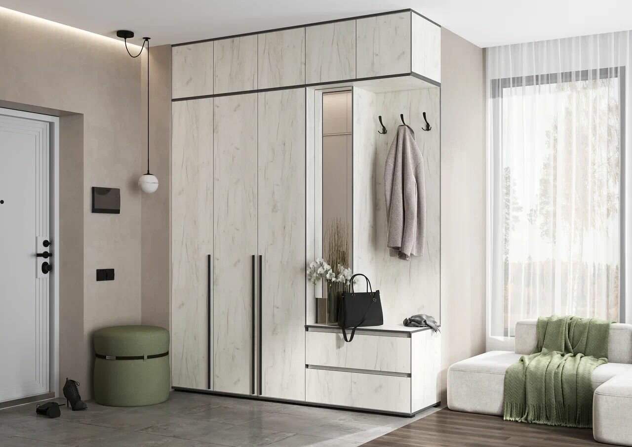 Прихожая Мебельная Фабрика Рай "Норд", дуб крафт, белая, ЛДСП, с вешалкой