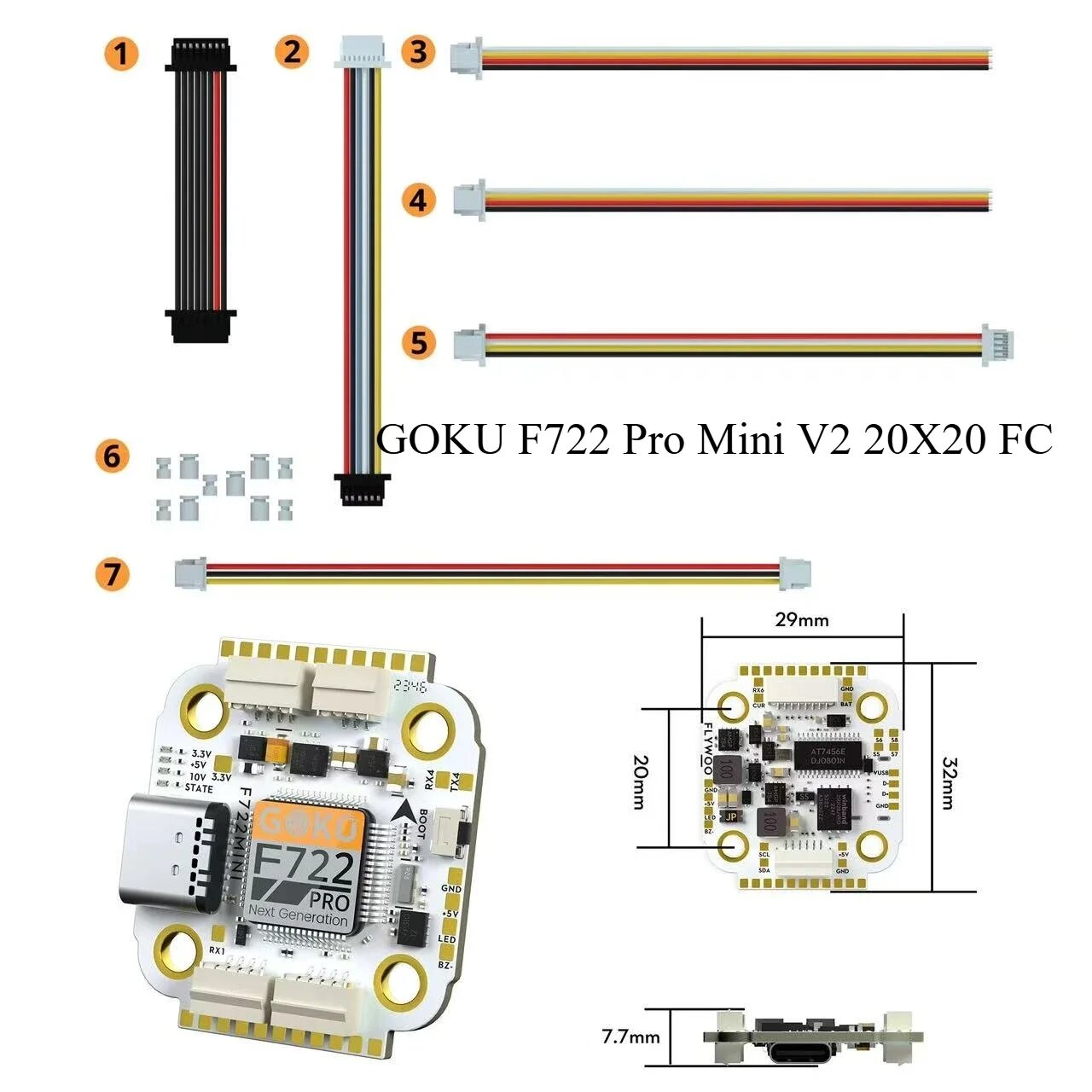 Flywoo GOKU F722 V2 32bit контроллер полета F722 Pro Mini FC