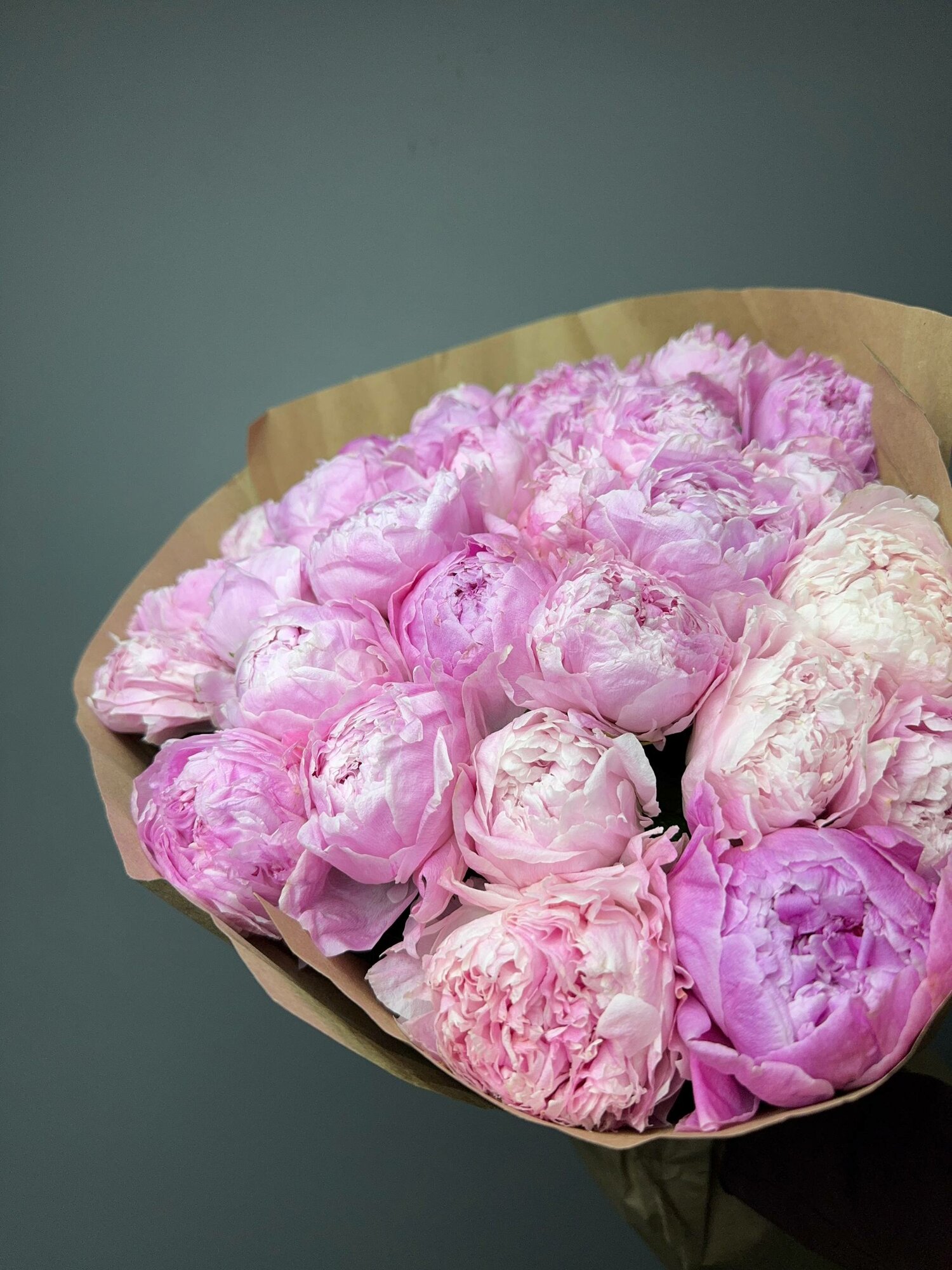 Роскошный букет из 25 розовых пионов с доставкой по Москве FRESH FLORA