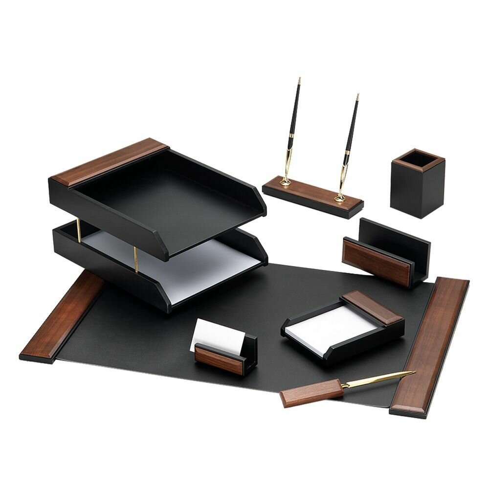 Набор настольный GALANT "Sirius" из дерева, 8 предметов, цвет "орех/чёрный"