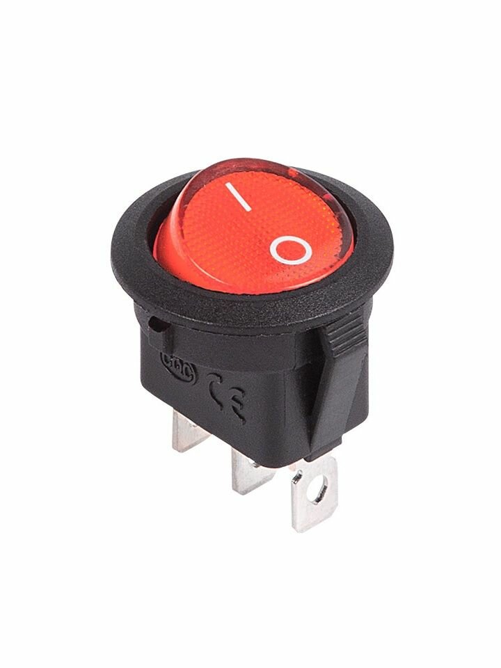 Клавиша 12V 20A 3с ON OFF красный с подсветкой круглый REXANT 36-2585