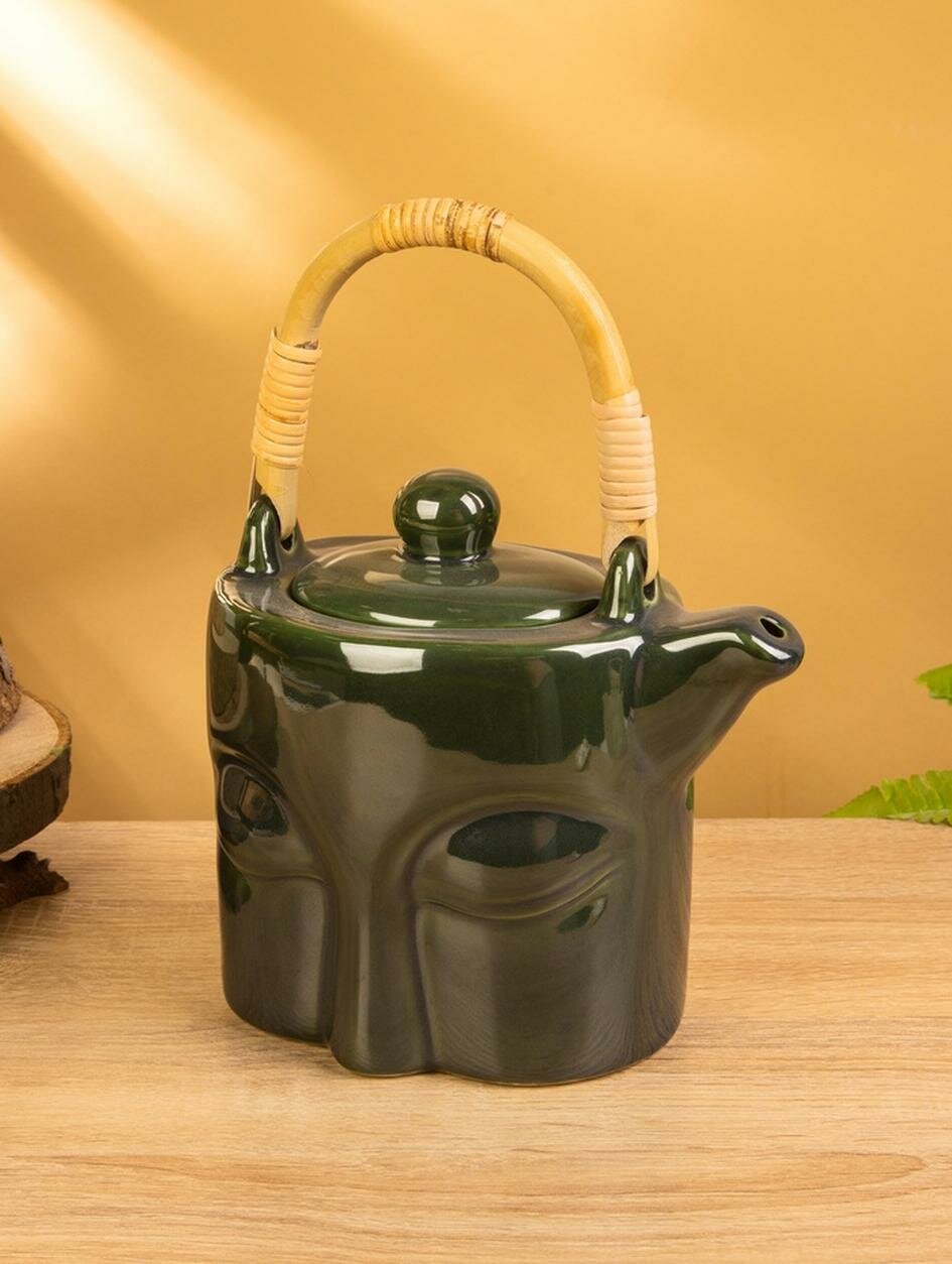 Чайник заварочный «Лик», 18×11×20 см, керамика, цвет зелёный