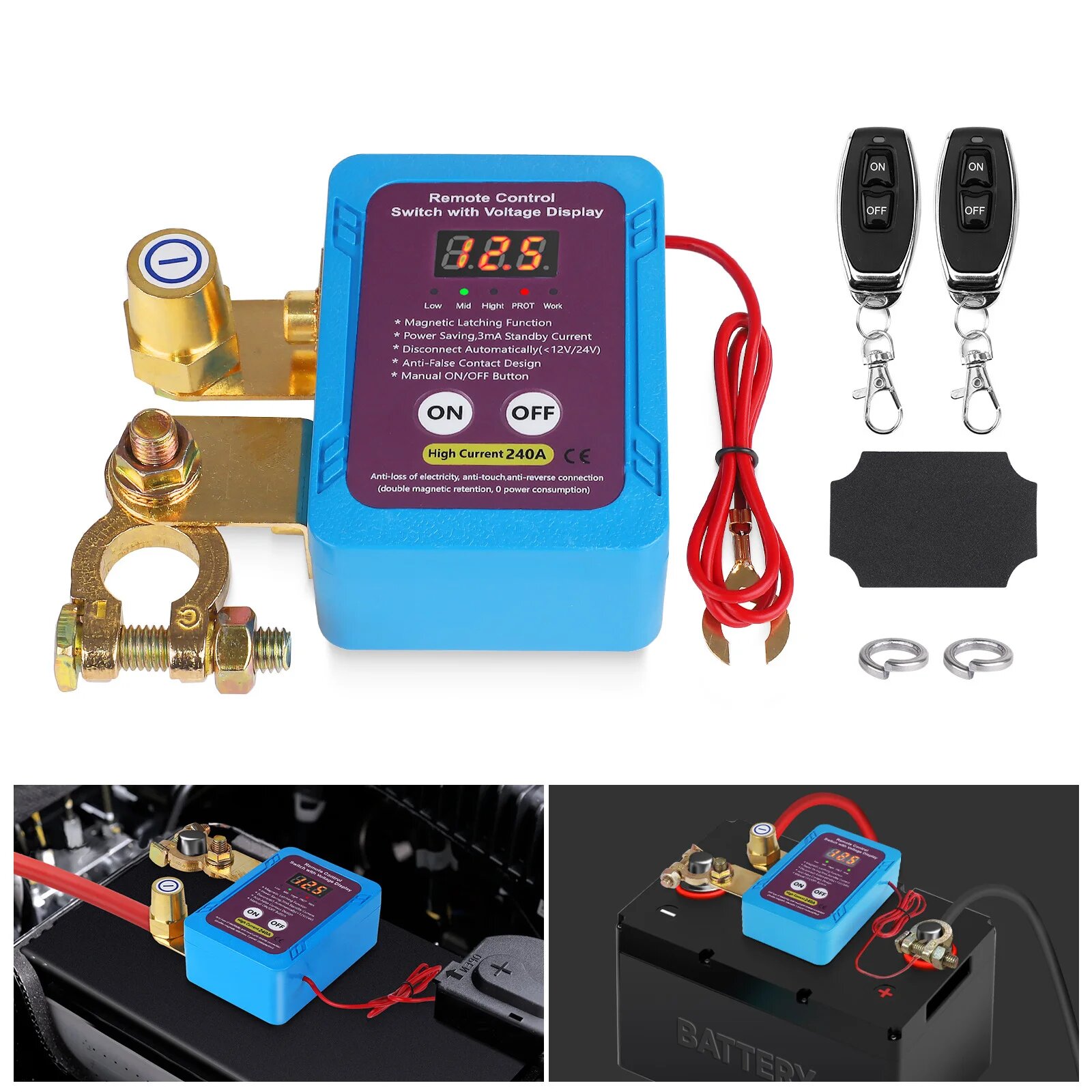 Выключатель аккумулятора 240A с дистанцией, 12V, Style 2