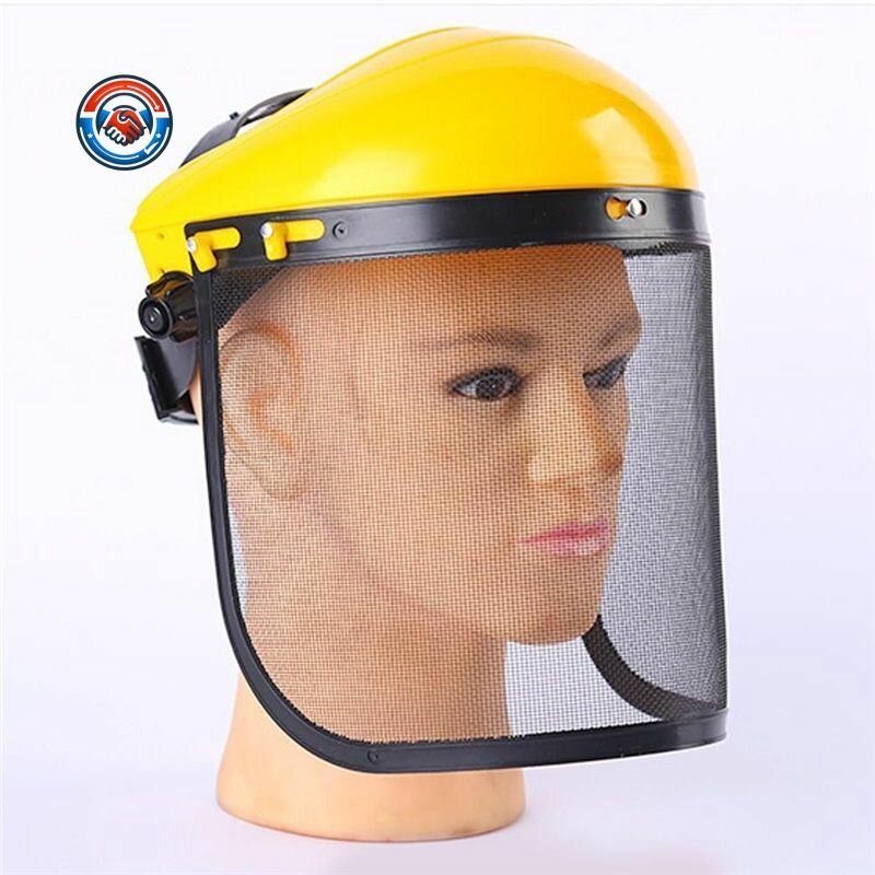 Сетчатый защитный щиток для лица, регулируемый желтый шлем-маска от пыли и осколков для садовода, бензопилы, прополки и ландшафтных работ, универсальный козырек с вентиляцией и потоотводящей лентой