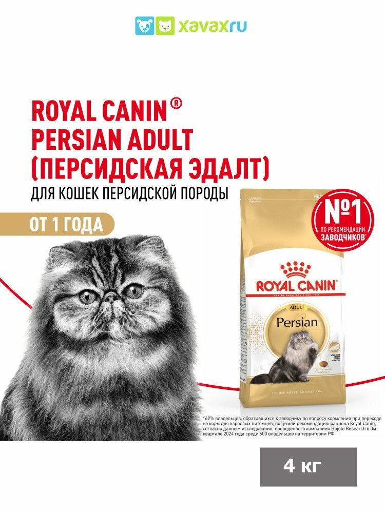 Сухой корм Royal Canin Persian Adult для взрослых персидских кошек от 12 месяцев, 4 кг