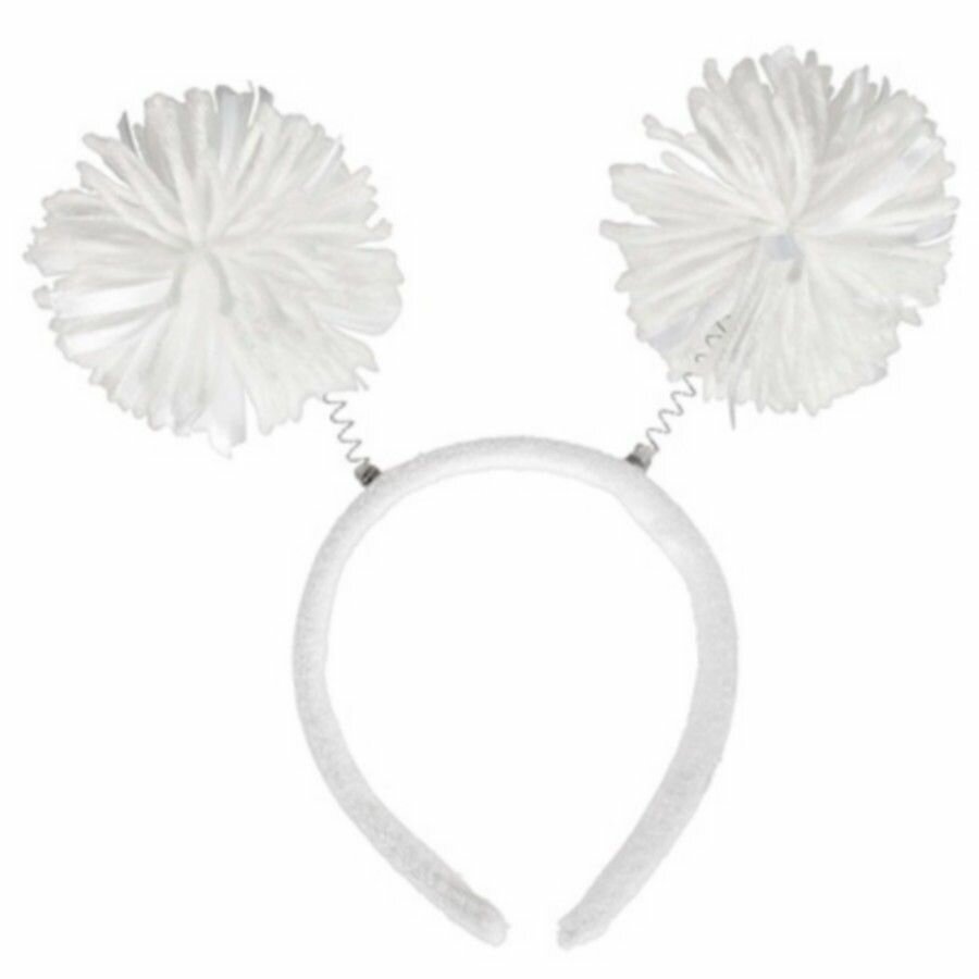 Ободок-антенки Помпоны белый
