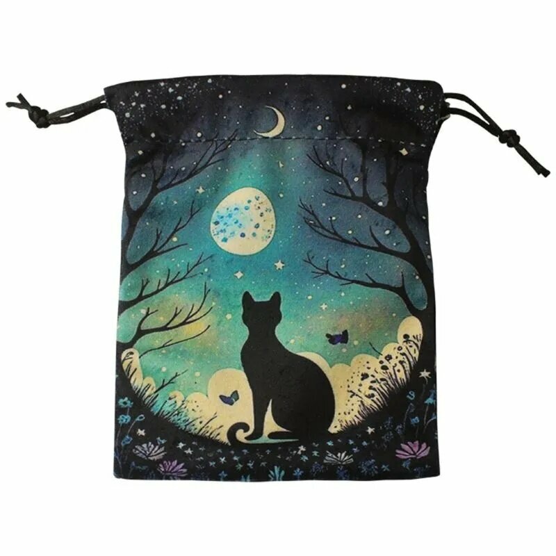 (1шт) Двусторонняя фланелевая сумка Black cat Li velvet tarot тканевая сумка-HMK08