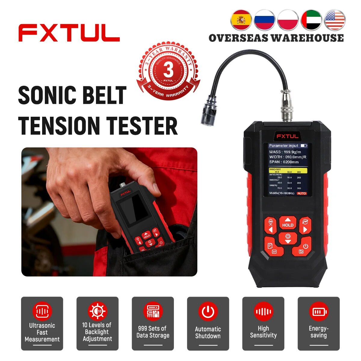 MR CARTOOL Цифровой звуковой тестер натяжения ремня