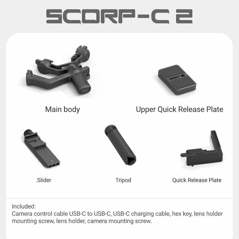 FeiyuTech SCORP-C 2-канальный стабилизатор камеры для DSLR и беззеркальной нагрузки длиной 3,5 кг, отслеживание искусственного интеллекта, родной вертикальной съемки SCORP C2