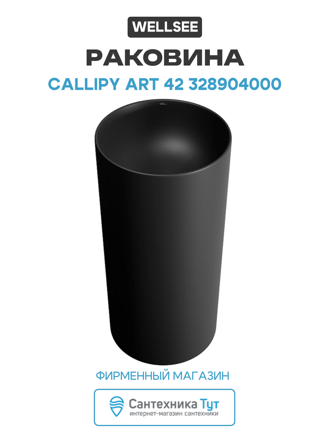 Раковина Wellsee Callipy Art 42 328904000 цвет Черный матовый
