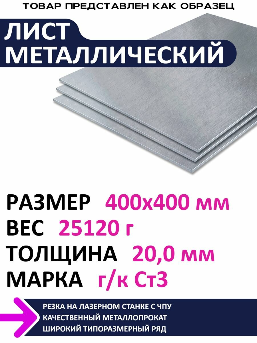 Лист металлический г/к 400х400х20,0 мм