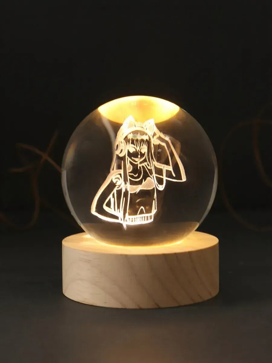 Ночник детский светодиодный стеклянный шар Аниме