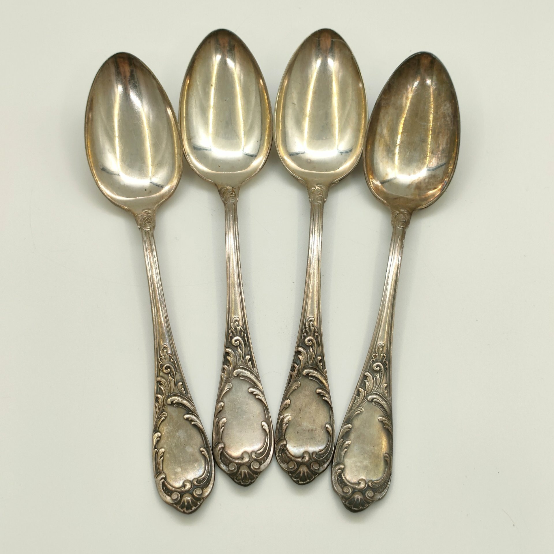 Набор из 4-х столовых ложек с растительным декором, мНЦ (медь-никель-цинк)