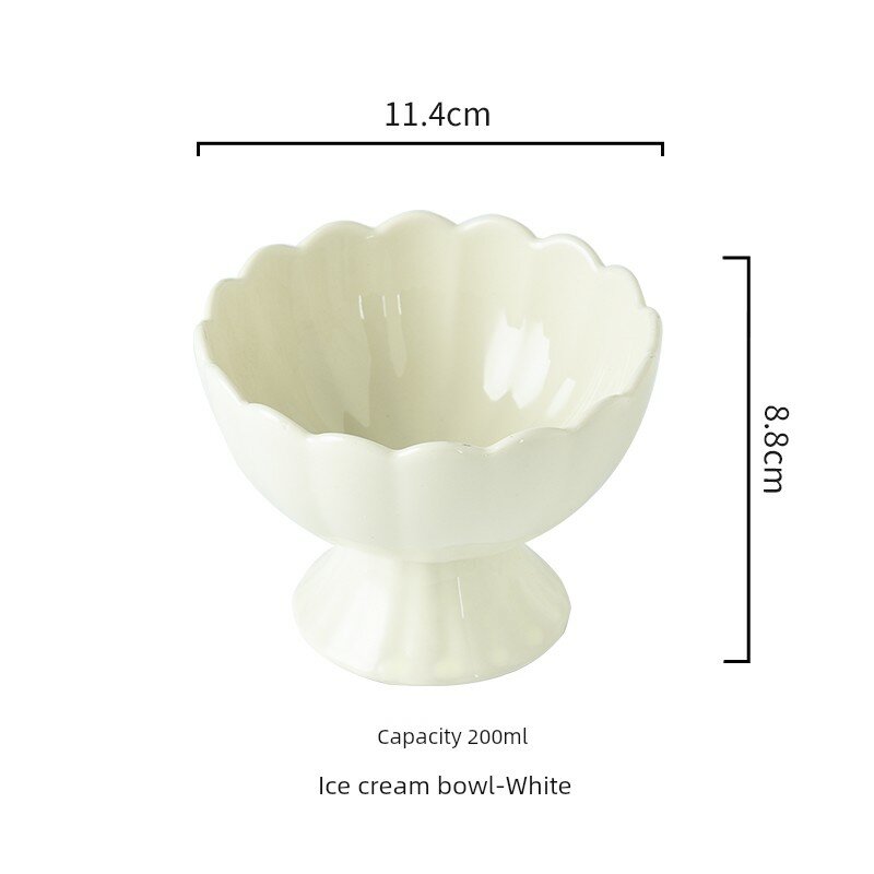 Керамическая чаша для мороженого в стиле крем, высокая, для десертов, пудингов и льда, популярная в интернете Белый