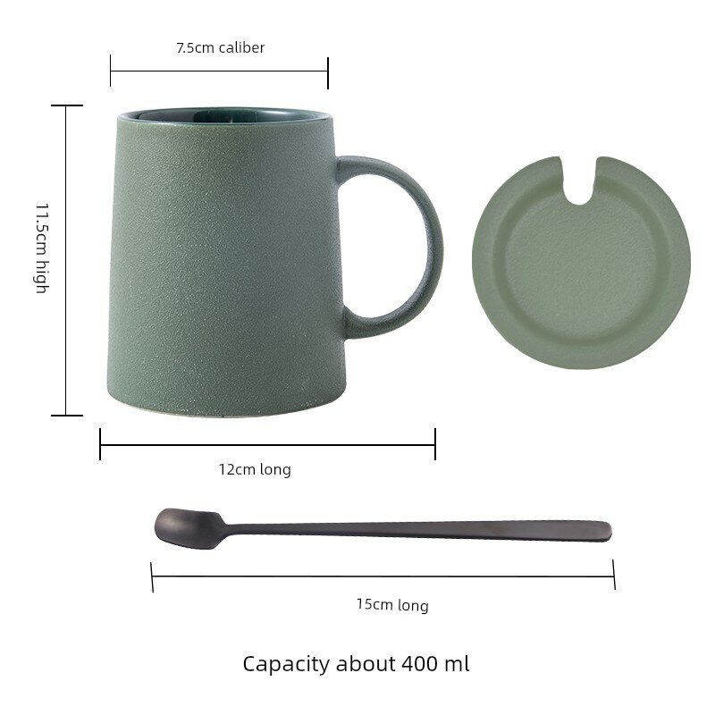 Матовая керамическая чашка в форме конуса с крышкой зеленого цвета, 350 мл, идеальная для поездок и офиса
