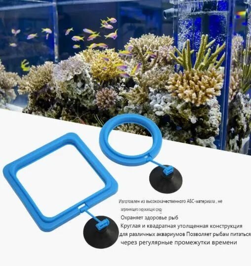 GEALFIS Кормушка для аквариумных рыб квадратная 10x10 см, плавающая автокормушка с присоской, аксессуар для кормления рыбок в аквариуме