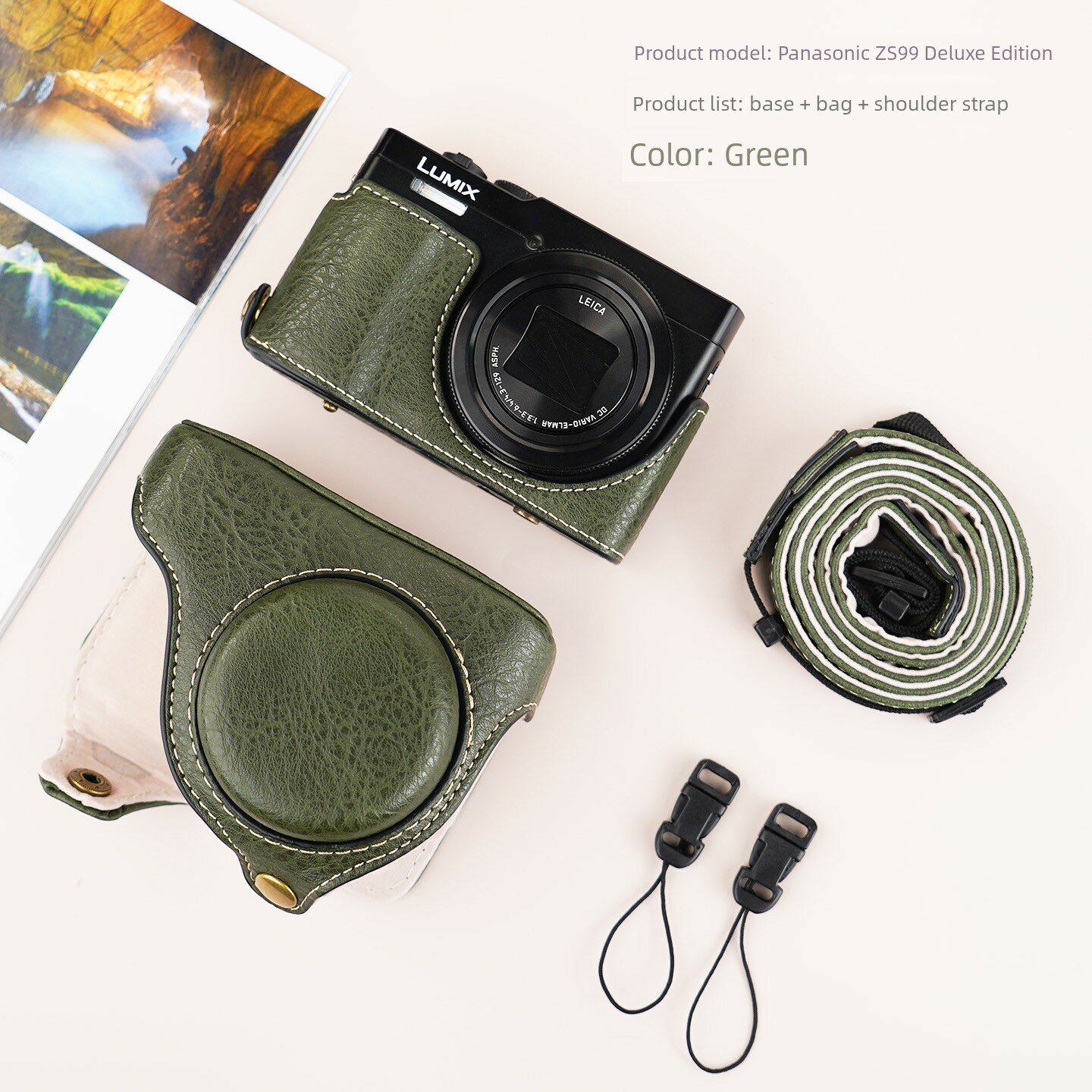 Роскошный кожаный чехол для камеры с защитой основания камеры, подходит для Panasonic ZS99, защитный чехол tz99,