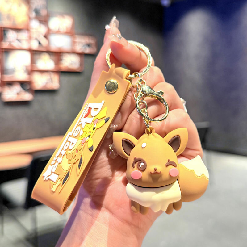 Брелоки с Пикачу, покемонами и семейством Иви, плюшевые игрушки, милые брелоки для рюкзаков, автомобильные брелоки