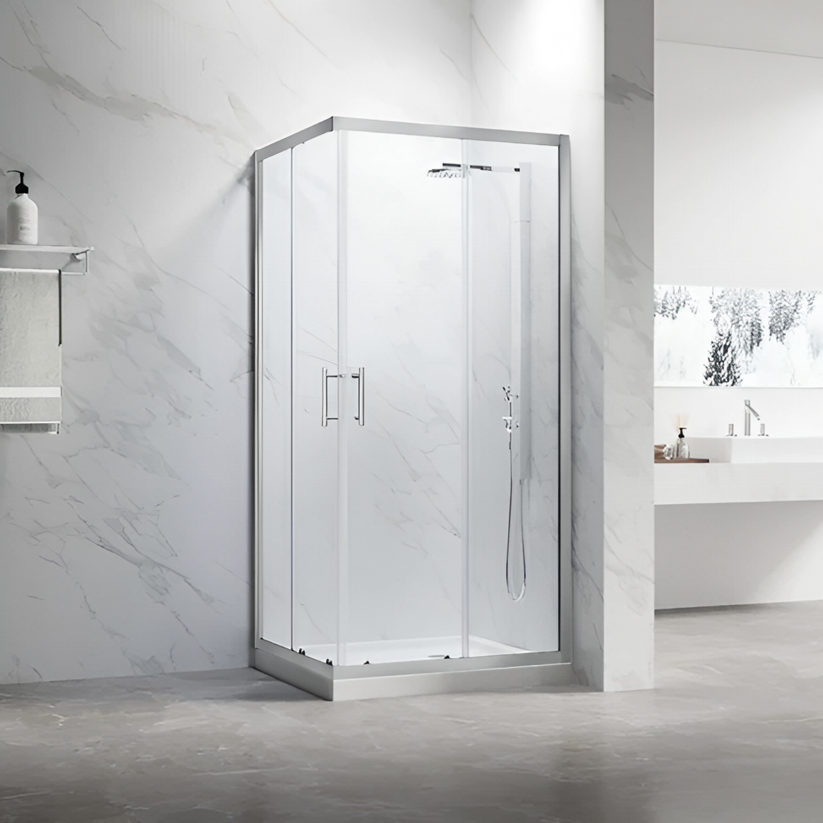 Душевой угол Veconi Rovigo RV-27CH, 1100х900х1900, хром, стекло прозрачное