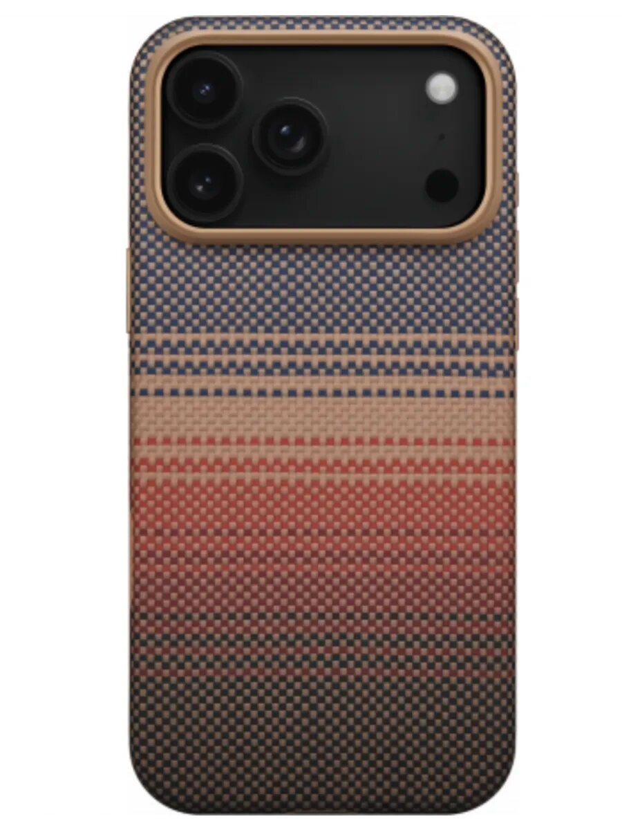 Премиум противоударный чехол PITAKA для iPhone 17 Pro Max, (Sunset) Коричневый — фото 1
