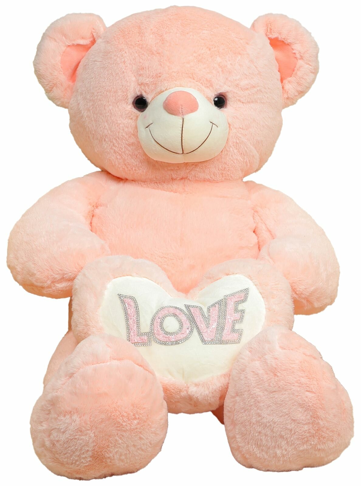Мягкая игрушка "Мишка" с сердцем, плюшевая мягконабивная игрушка для детей, интерьерное украшение для дома, 80 см, цвет розовый